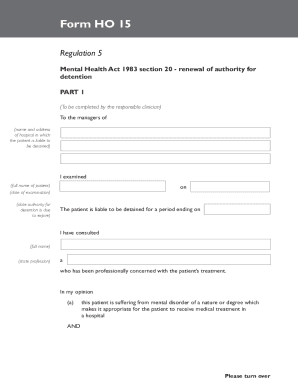 Fillable Online Form H5 - Regulation 13(1), (2) and (3) Mental Health ...