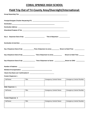 Fillable Online Additional Field Trip Forms Fax Email Print - pdfFiller