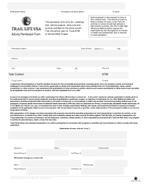 Fillable Online Activity Forms - Troop 317 Fax Email Print - pdfFiller