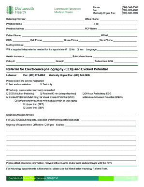 Fillable Online Dartmouth Health - DHMC Electroencephalography (EEG ...