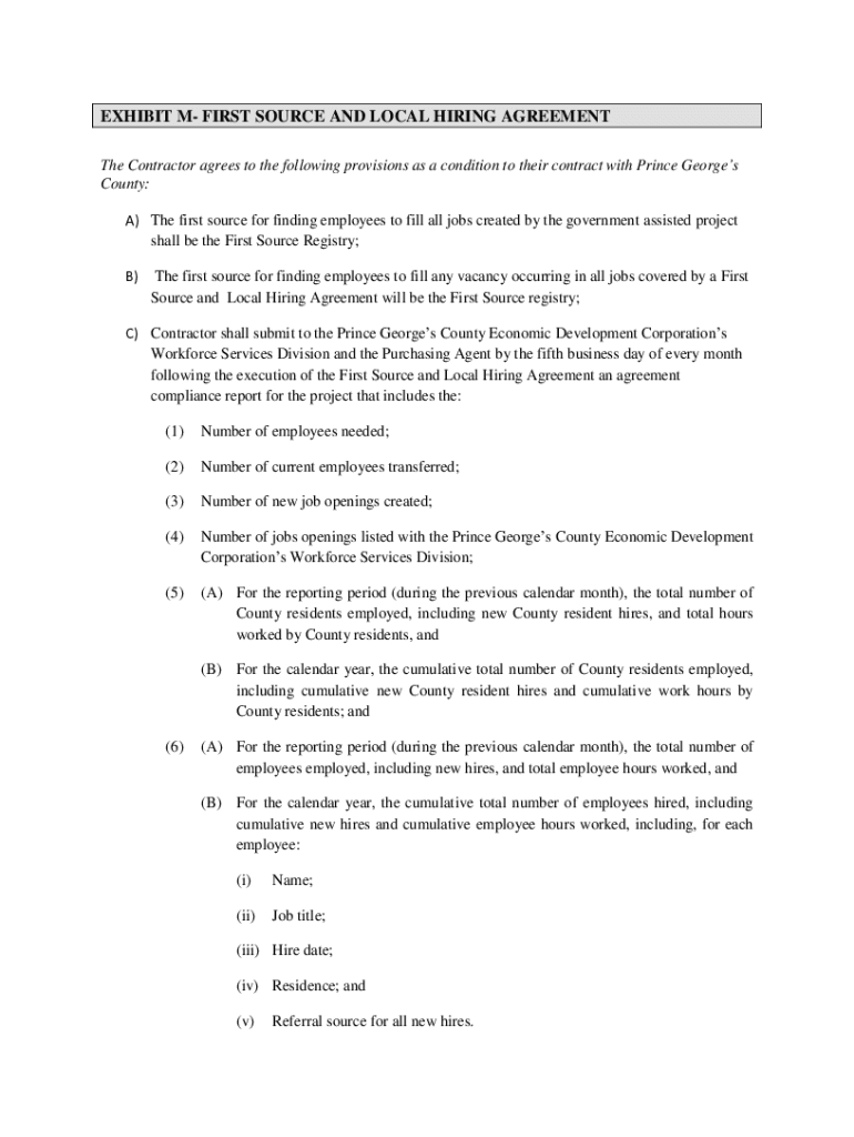 Fillable Online FIRST SOURCE AND LOCAL HIRING AGREEMENT Fax Email Print ...