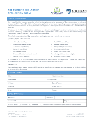 Fillable Online ABE TUITION SCHOLARSHIP APPLICATION FORM Fax Email ...