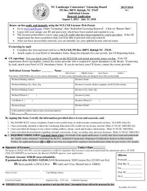 Fillable Online NC Landscape Contractors' Licensing Board Fax Email ...