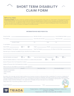 Fillable Online SHORT TERM DISABILITY Fax Email Print - pdfFiller