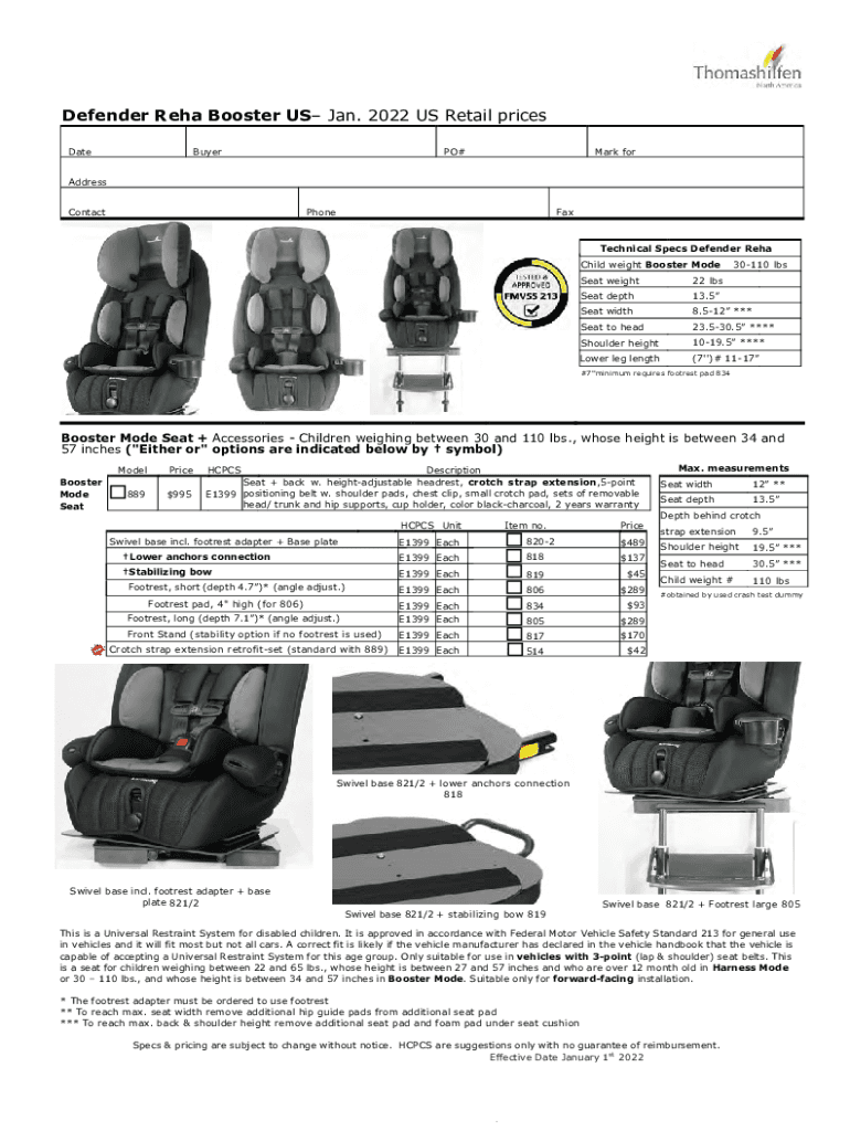 Fillable Online Order Form Thomashilfen Defender Reha US 012020. Order ...
