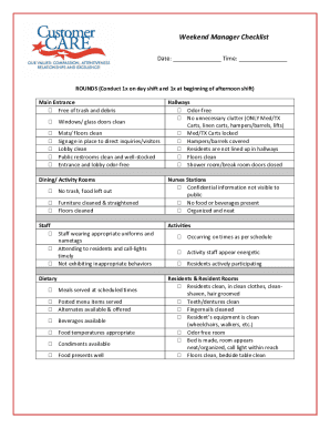 Fillable Online Dining Room Manager Checklist Fax Email Print - pdfFiller