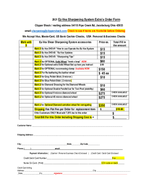 Fillable Online 2021 Ez-Vex Sharpening Packages Order Form 2020 Fax Email Print - pdfFiller