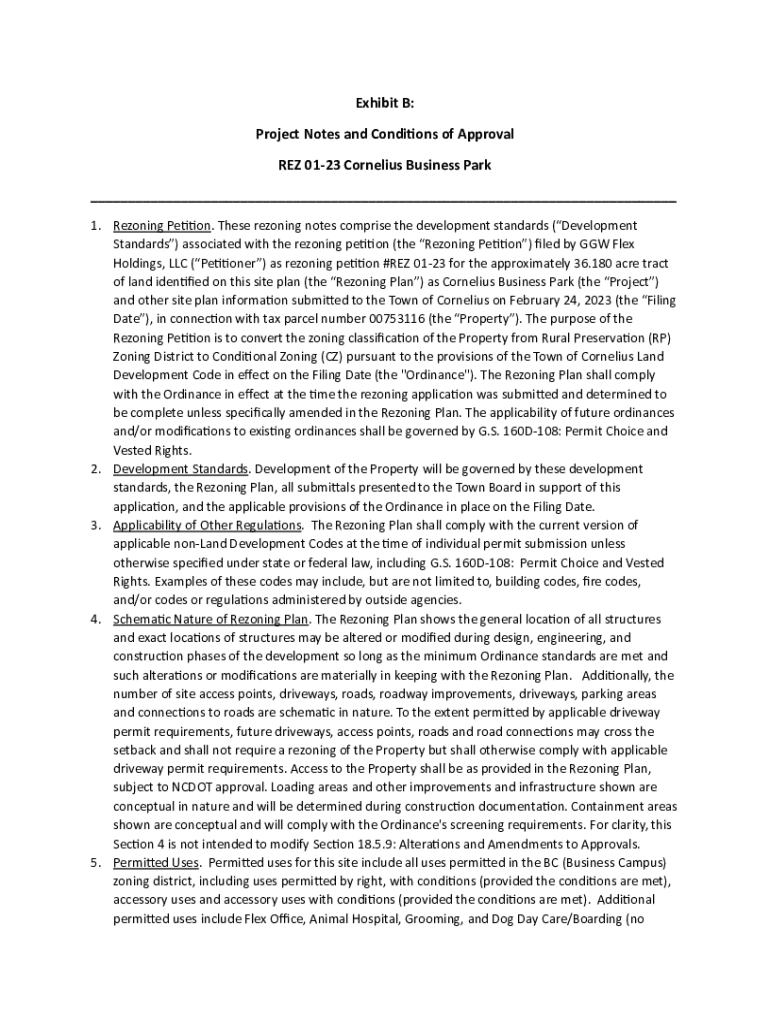 Fillable Online Exhibit B: Project Notes and Condi ons of Approval REZ ...