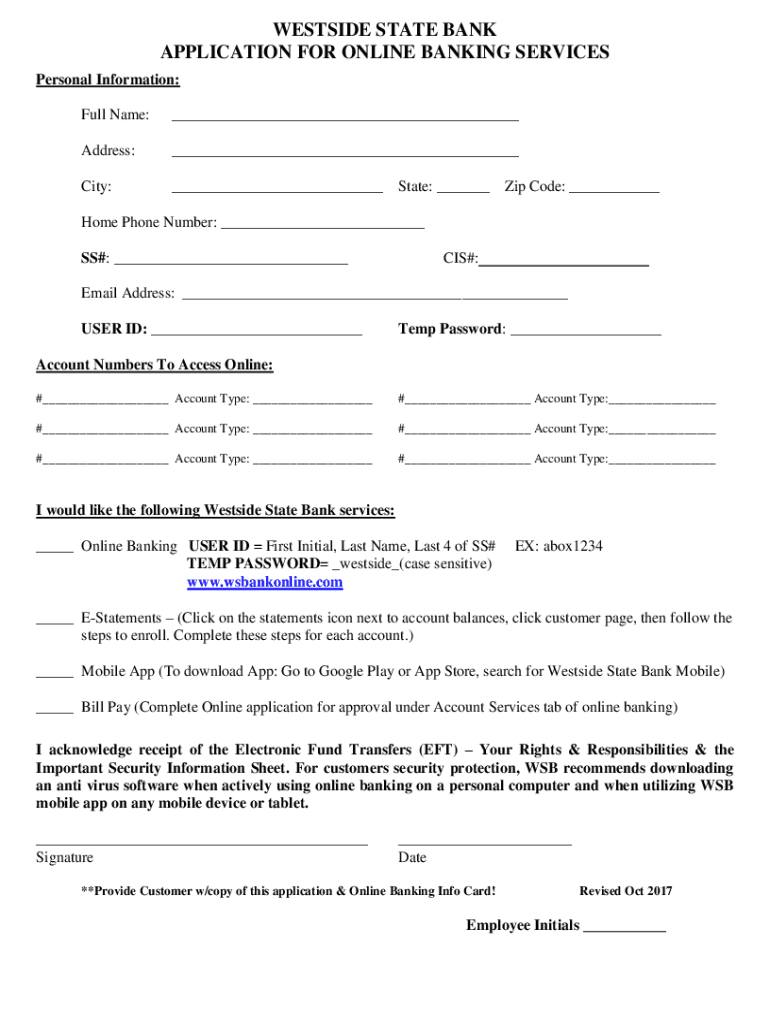 Fillable Online WSB-Mobile-Check-Deposit-Agreement- ... Fax Email Print ...