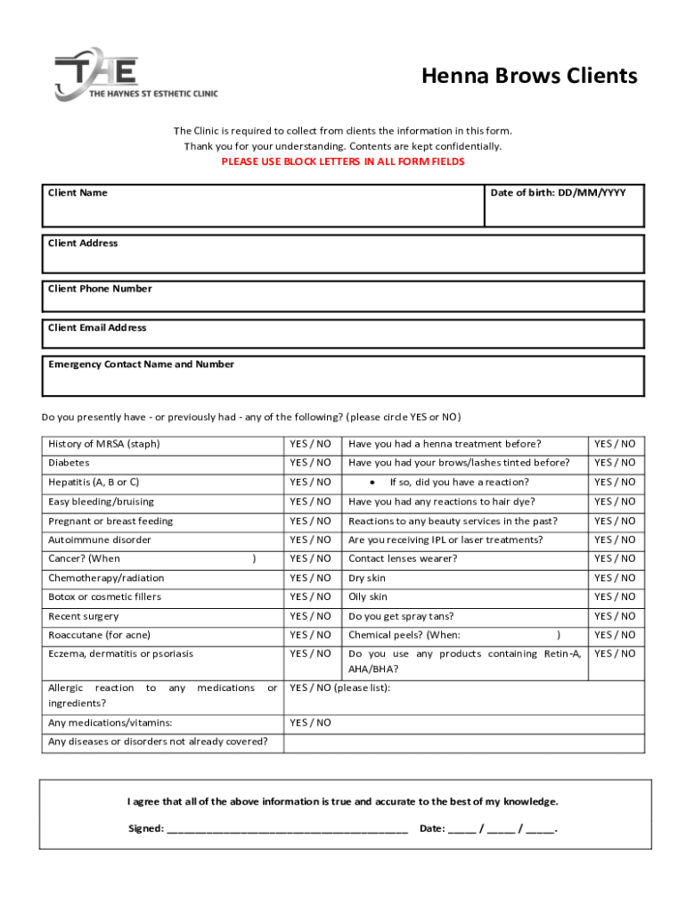 Fillable Online Henna Brow Consent Form Template Fax Email Print ...