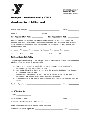 Fillable Online Membership Cancellation or Hold Request Form Fax Email ...