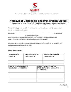 Fillable Online Affidavit of Citizenship and Immigration Status Fax ...
