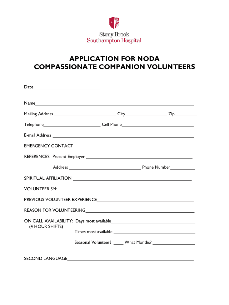 Fillable Online A Dedicated Group of Volunteers - Reliance Hospice Fax Email Print - pdfFiller