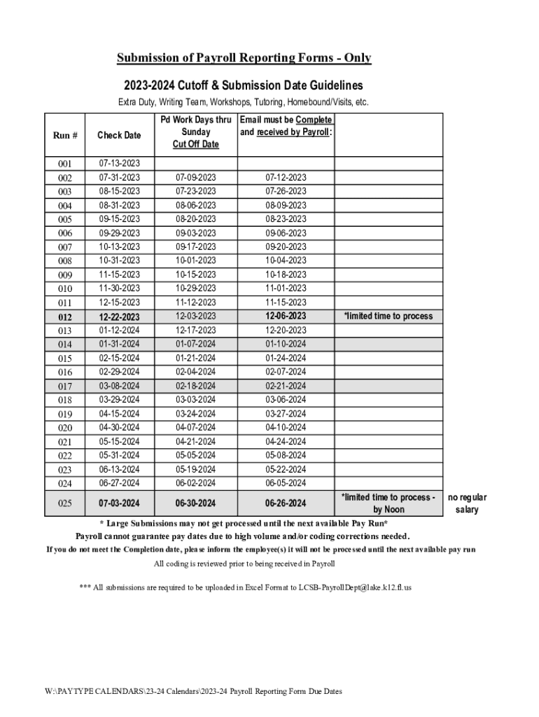 Fillable Online 2023-24 Payroll Reporting Form Due Dates.xlsx Fax Email ...