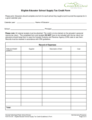 Fillable Online Eligible Educator School Supply Tax Credit Guidelines ...