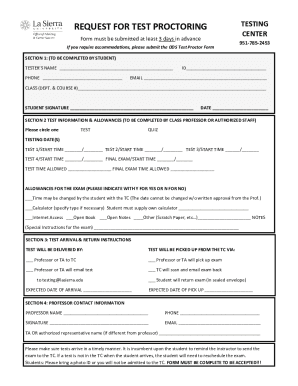 Fillable Online Test Proctoring Request Process Fax Email Print - pdfFiller