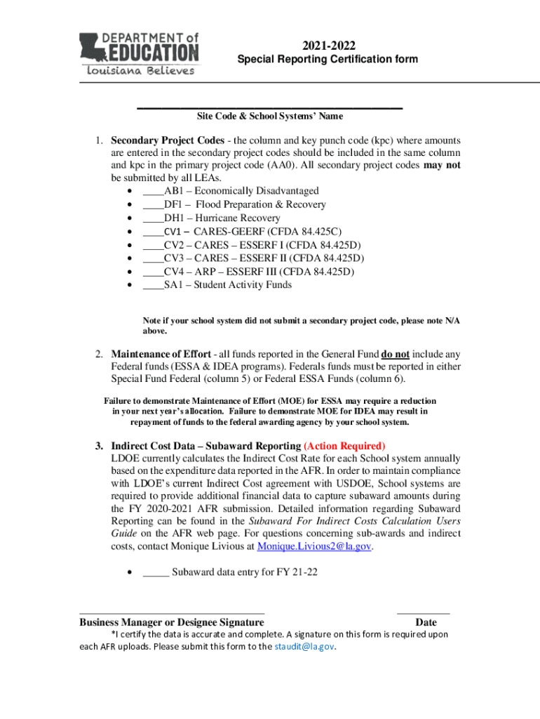 Fillable Online leads13 doe louisiana 2021-2022 Annual Performance ...