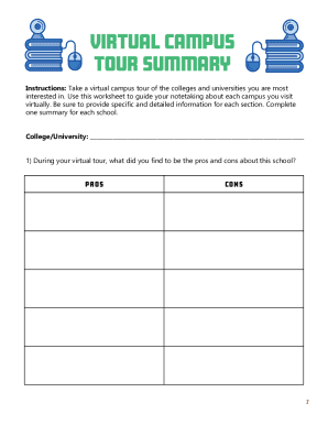 Fillable Online An Evaluation Worksheet for Virtual Campus Tours Fax ...