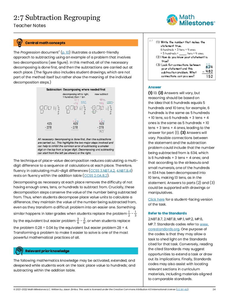 Fillable Online 2:7 Subtraction Regrouping Fax Email Print - pdfFiller