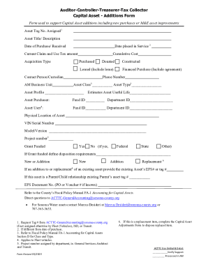 Fillable Online Capital Asset Additions Form- Fillable. Capital Asset ...