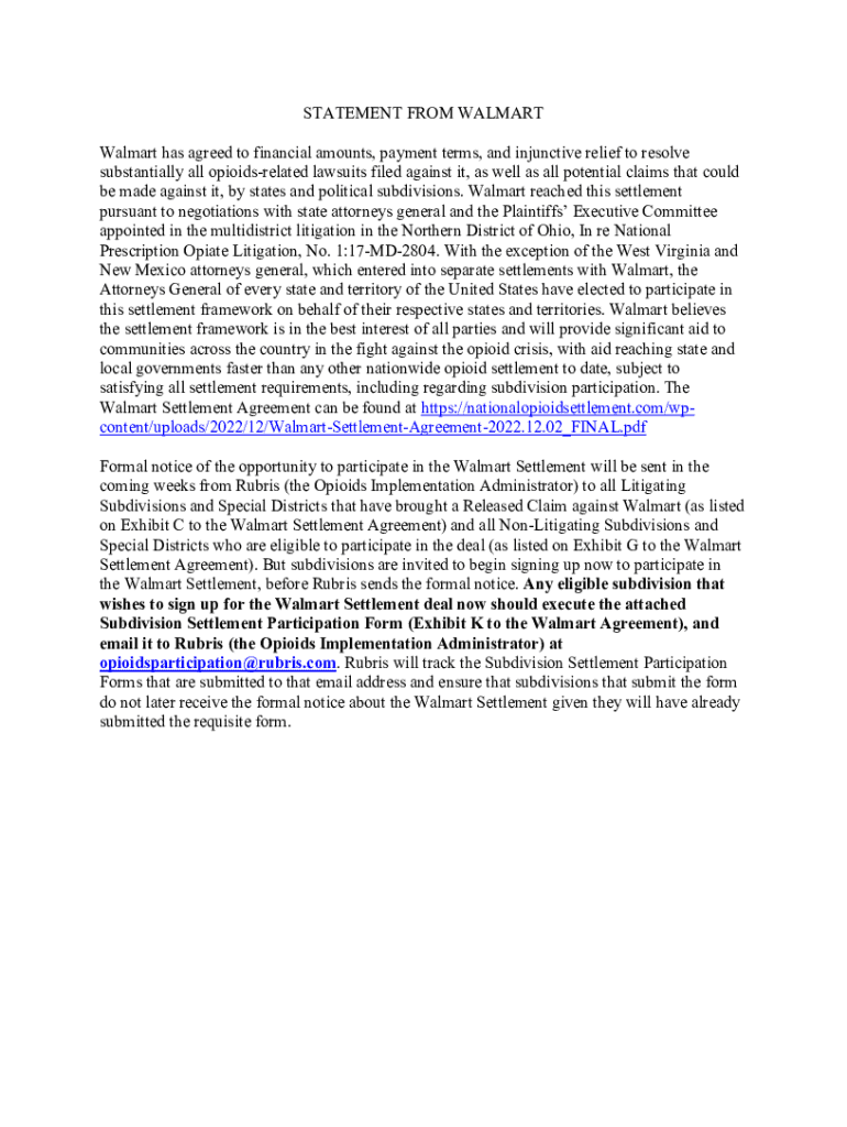 Fillable Online Statement from Walmart Fax Email Print - pdfFiller