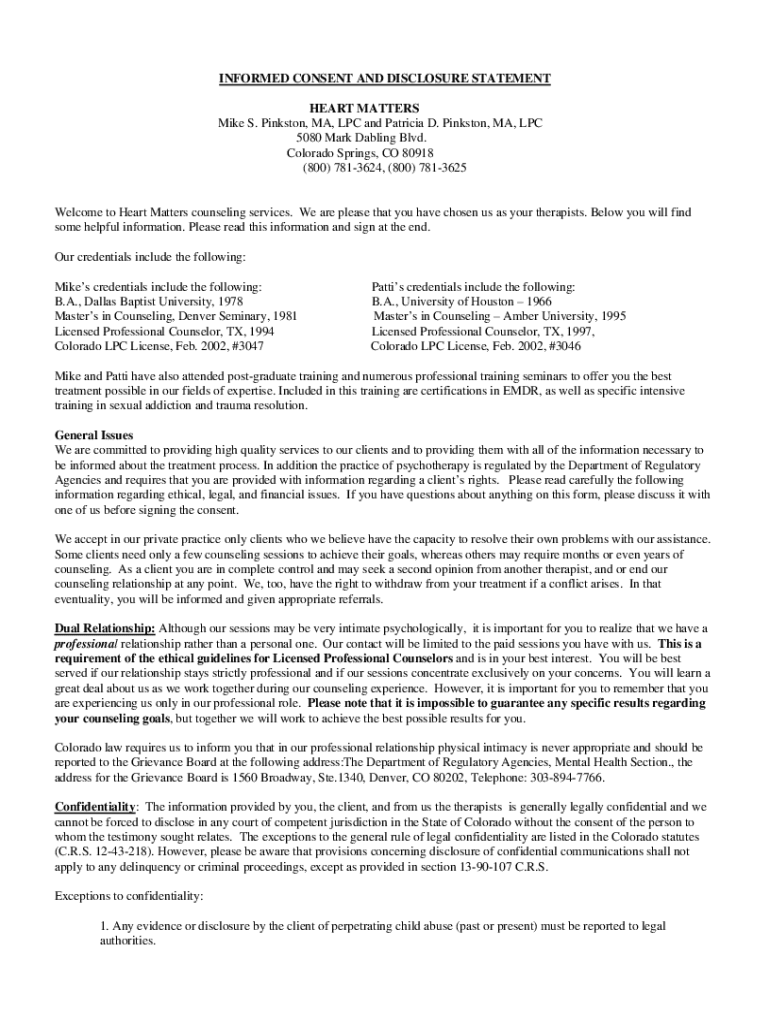 Fillable Online informed consent and disclosure statement Fax Email ...