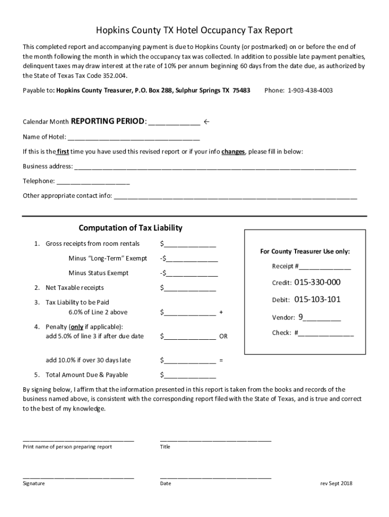 Fillable Online Local Hotel Occupancy Tax Reporting - Texas Comptroller ...