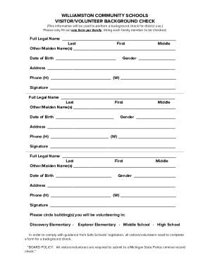 Fillable Online Visitor/Volunteer Background Check Form Fax Email Print ...