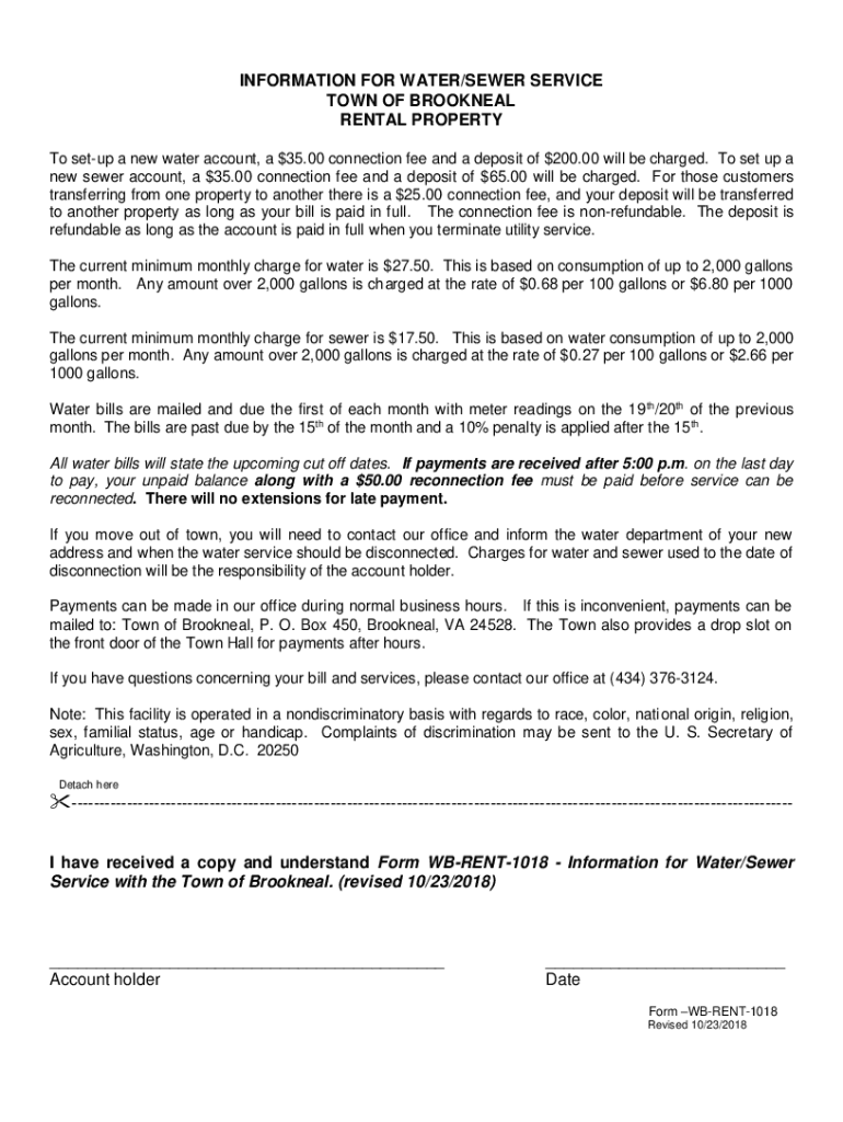 Fillable Online Fillable Water / Sewer Service Application - Tenant (Town) Fax Email Print ...