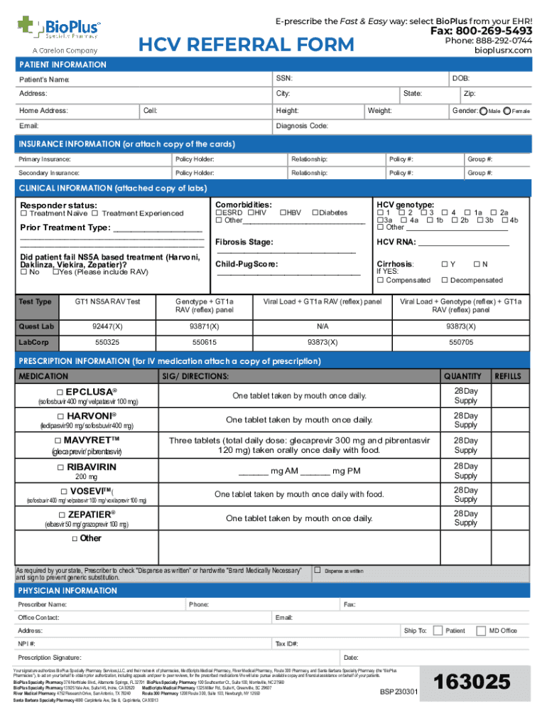 Fillable Online HCV REFERRAL FORM Fax Email Print - pdfFiller