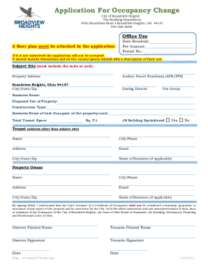 Fillable Online Application For Occupancy Change Fax Email Print ...