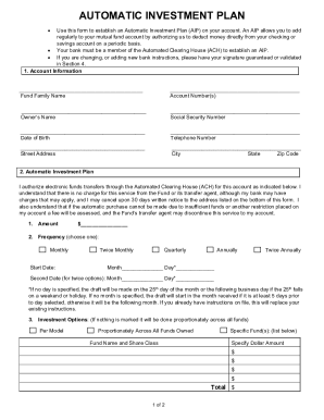 Fillable Online Automatic Investment Plan: How it Works, Different ...