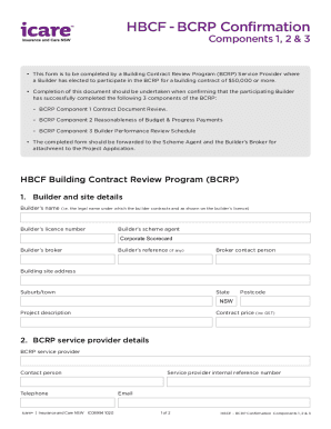 Fillable Online HBCF - Builder contract review program Confirmation ...