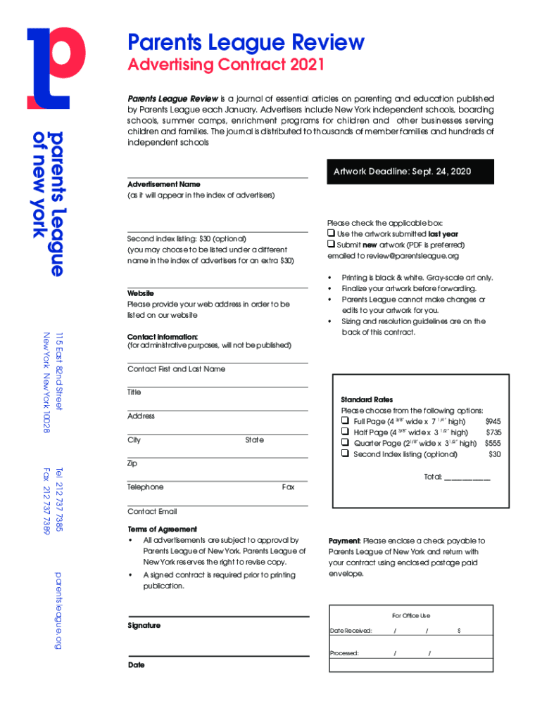 Fillable Online About the Parents League of New York: What is the ...