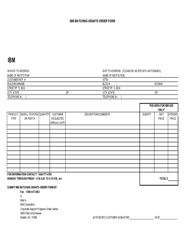 Fillable Online Ibm Matching Grants ProgramFill Out and Use This PDF ...