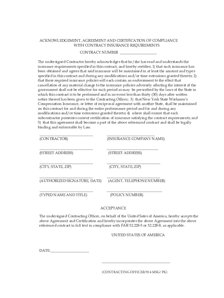 Fillable Online acknowledgement, agreement and certification of ...