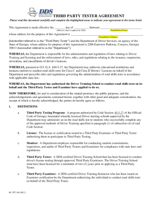 Fillable Online THIRD PARTY TESTER AGREEMENT Fax Email Print - pdfFiller