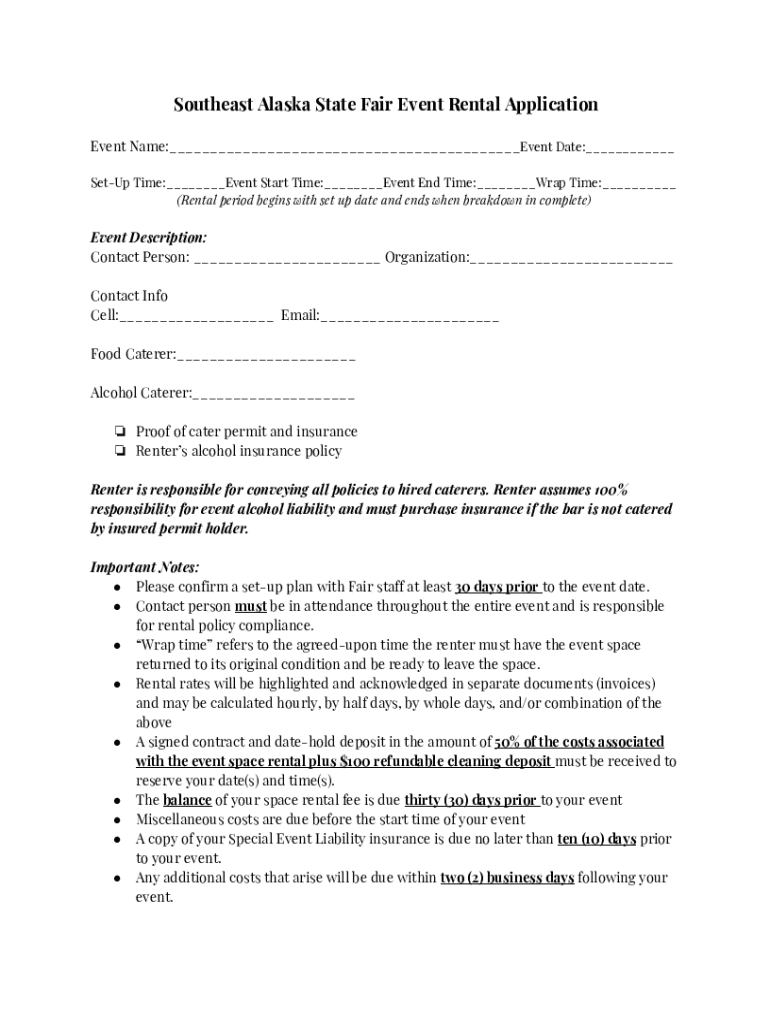 Fillable Online Southeast Alaska State Fair Event Rental Application ...