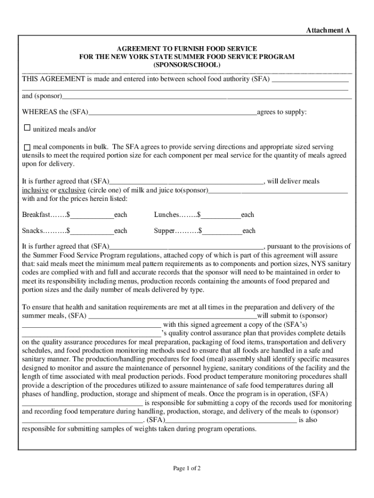 Fillable Online attachment-a-sfa-agreement-to-furnish-food2.pdf Fax Email Print - pdfFiller