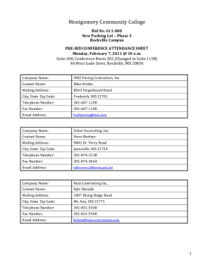 Fillable Online pre-bid conference attendance sheet Fax Email Print ...