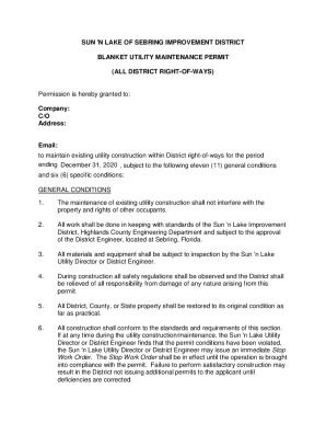 Fillable Online Blanket Utility Service Drop Permit Fax Email Print ...