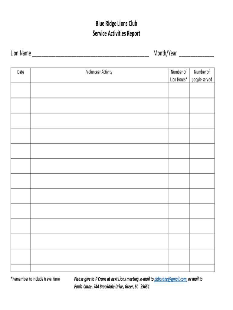Fillable Online New Lions Club forms in Blue Ridge Fax Email Print ...