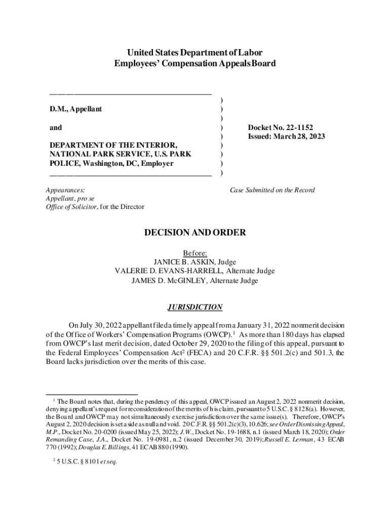 Fillable Online 22-1152: D.M. and DEPARTMENT OF THE INTERIOR, NAT ...