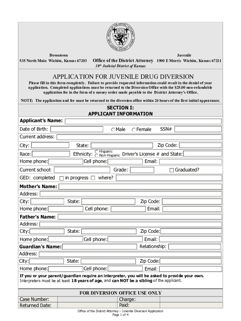 Fillable Online DIVERSION NOTICE/POLICY Pursuant to K.S.A. 22-2906 ...