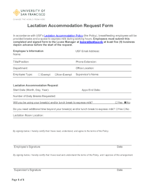 Fillable Online Lactation Accommodation Request Form myUSF Fax Email ...