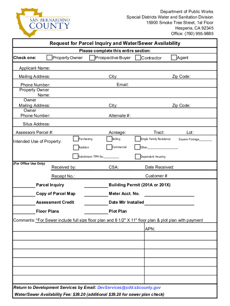 Fillable Online Water and Sewer Availability RequestRev 9.24.20.xlsx ...