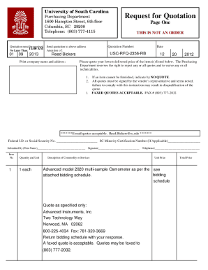 Fillable Online Fillable Online University of South Carolina Purchasing ...