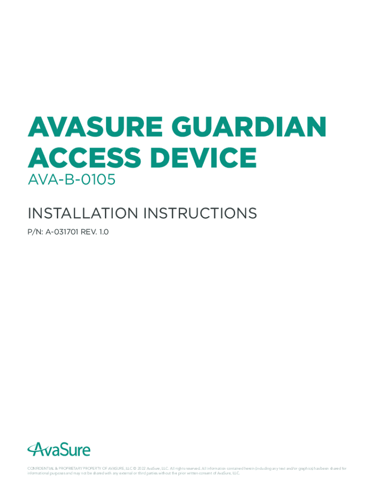 Fillable Online AVASURE GUARDIAN ACCESS DEVICE Fax Email Print - pdfFiller