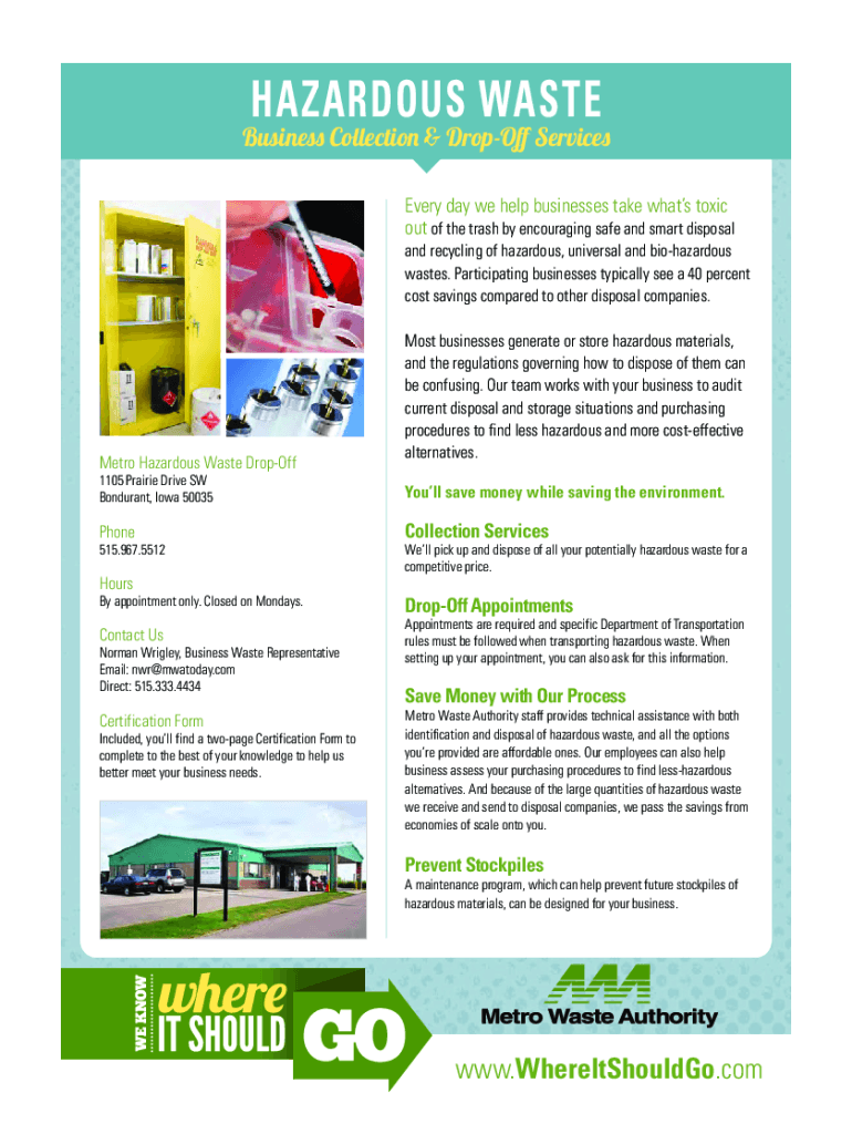 Fillable Online Managing Your Hazardous Waste: A Guide for Small ...