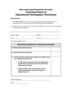 Fillable Online non-contracted educational provider counting hours of ...